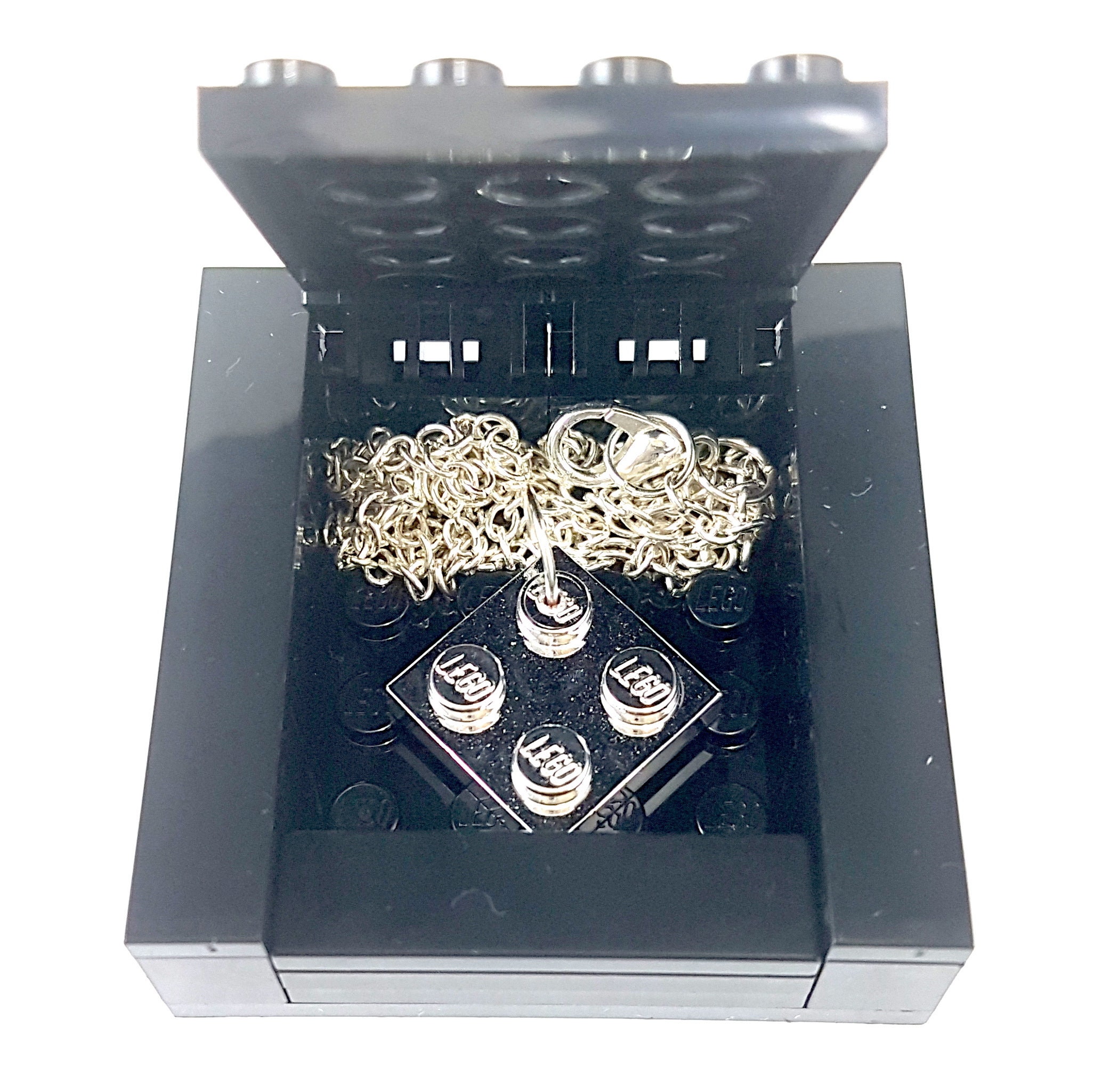 Chrome Brick Necklace Handmade With LEGO Plates on a Silver Plated ...