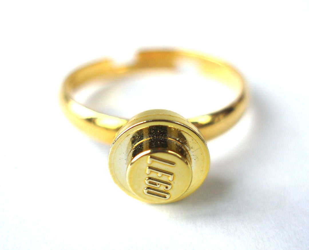 Metallic Gold Stud Ring Engagement Ring Wedding Ring Handmade With Lego ...