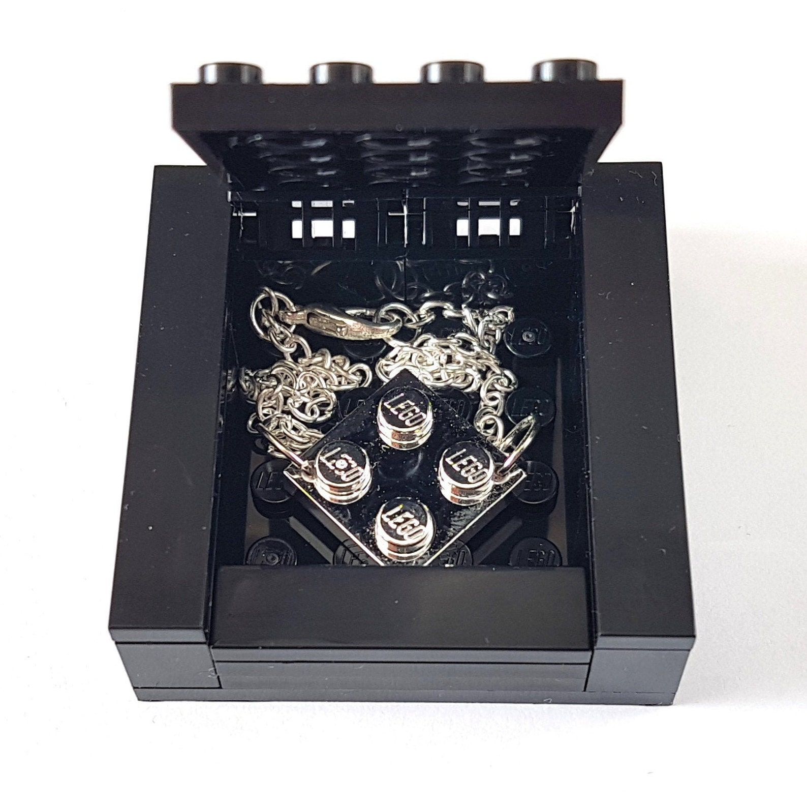 Chrome Silver Brick Charm Bracelet Handmade With LEGO Plates on a ...