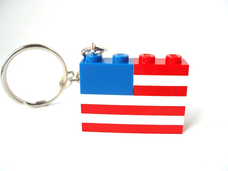 USA Flag Keychain American Keychain handmade with LEGOr | Etsy