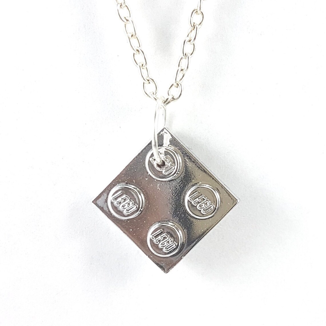 Chrome Brick Necklace Handmade With LEGO Plates on a Silver Plated ...