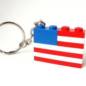 USA Flag Keychain American Keychain Handmade With Legor Bricks Stars ...