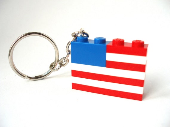 USA Flag Keychain American Keychain handmade with LEGOr | Etsy