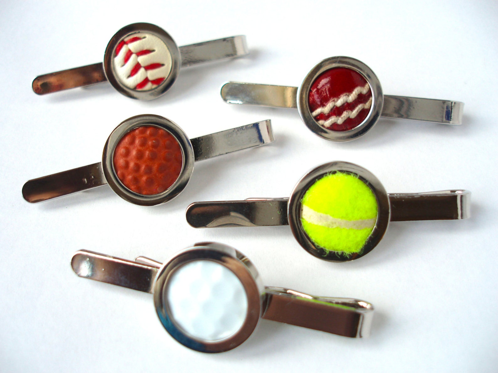 Real Tennis Ball Cufflinks and Tie Bar Set Groomsmen Cufflinks & Tie ...