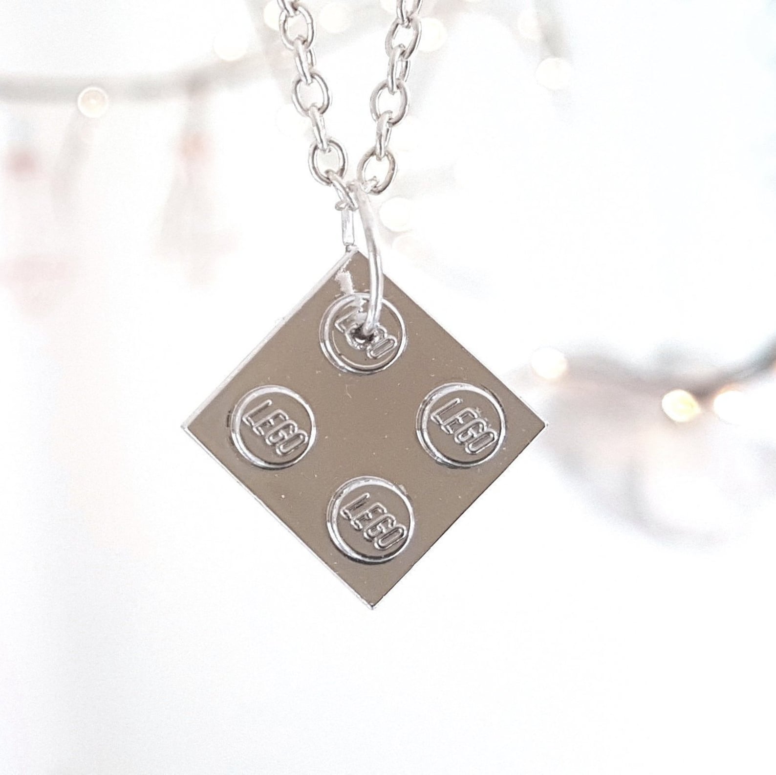 Chrome Brick Necklace Handmade With LEGO Plates on a Silver Plated ...