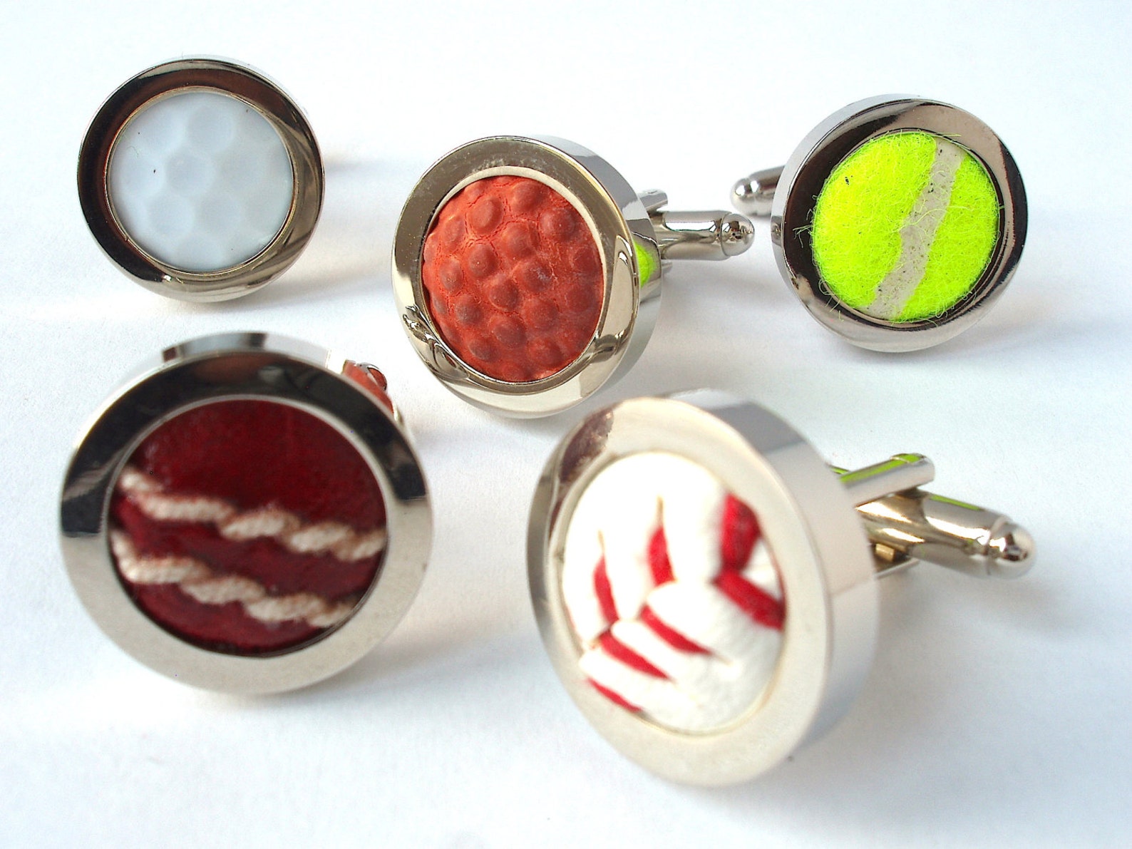 Real Tennis Ball Cufflinks and Tie Bar Set Groomsmen Cufflinks & Tie ...