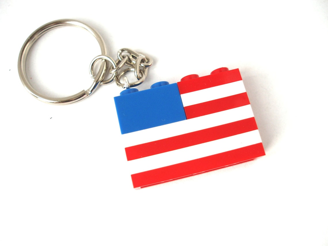 USA Flag Keychain American Keychain Handmade With Legor - Etsy