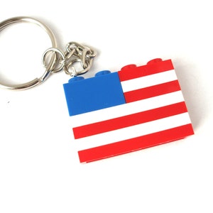 USA Flag Keychain American Keychain Handmade With Lego(r) Bricks Stars ...