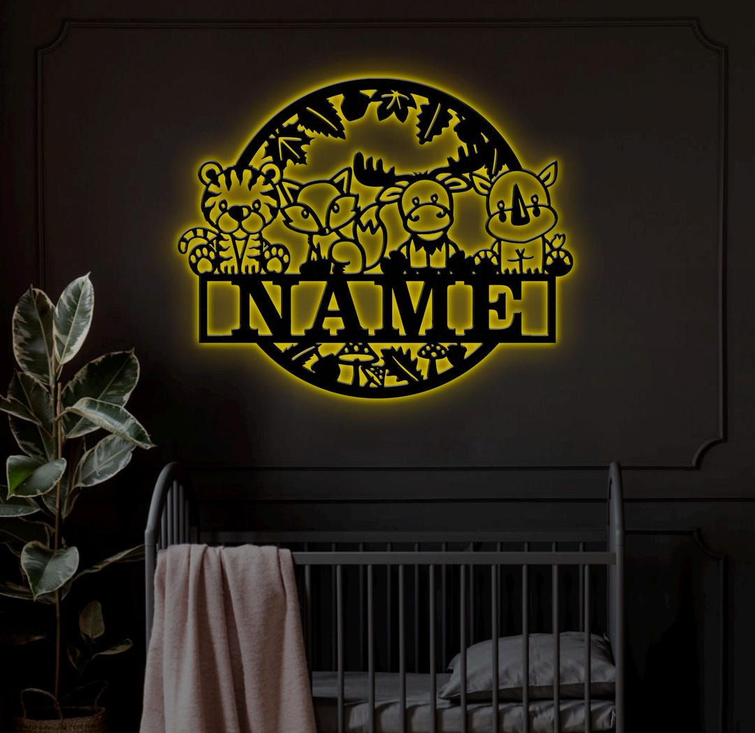 Custom Safari Animals Name Sign, Metal Safari Sign, Metal Wall Art ...