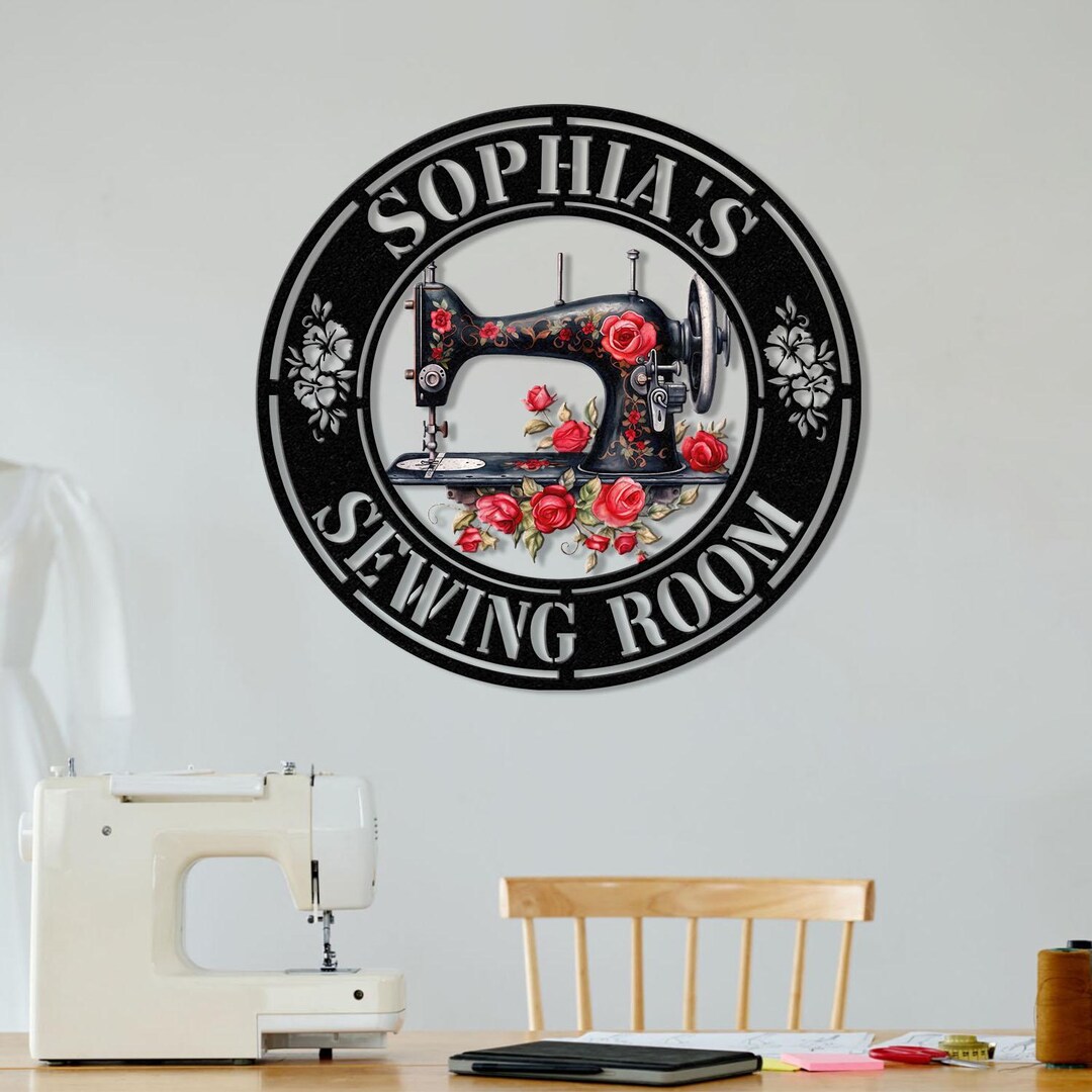 Personalized Name Sewing Machine Metal Sign, Custom Quilting Sign for ...