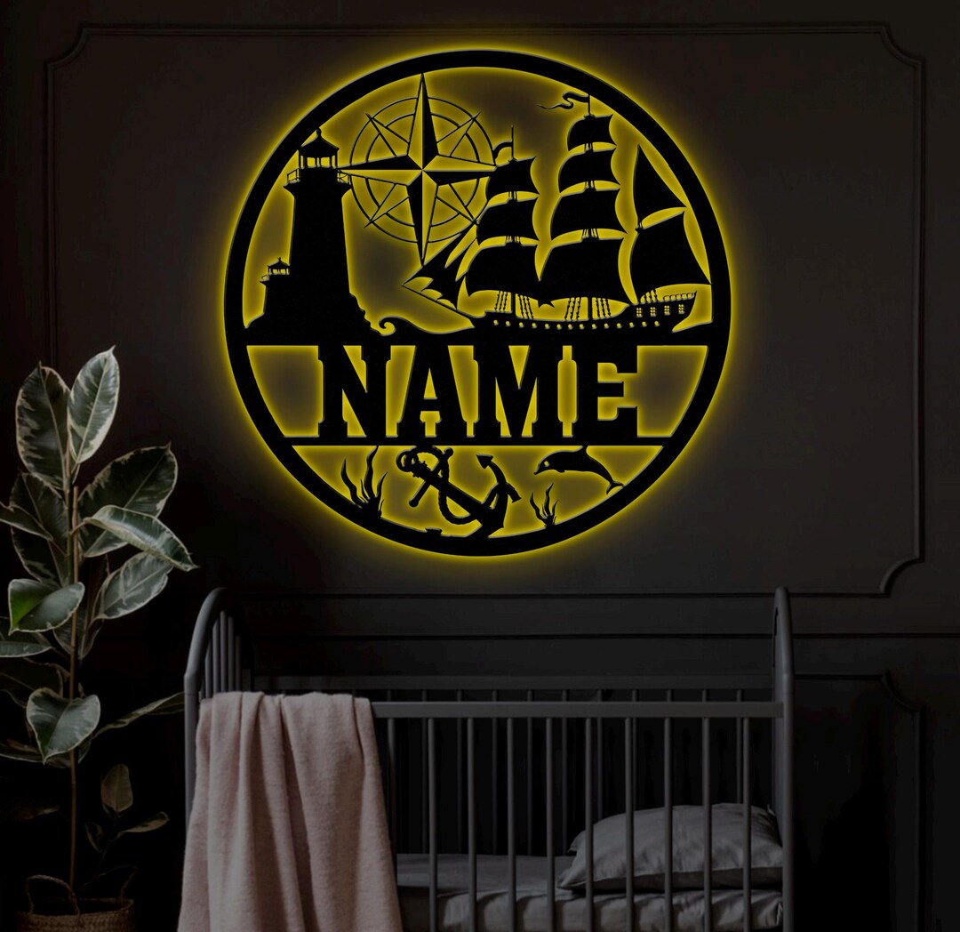 Custom Nautical Theme Baby Name Sign, Nursery Name Sign, Anchor Custom ...
