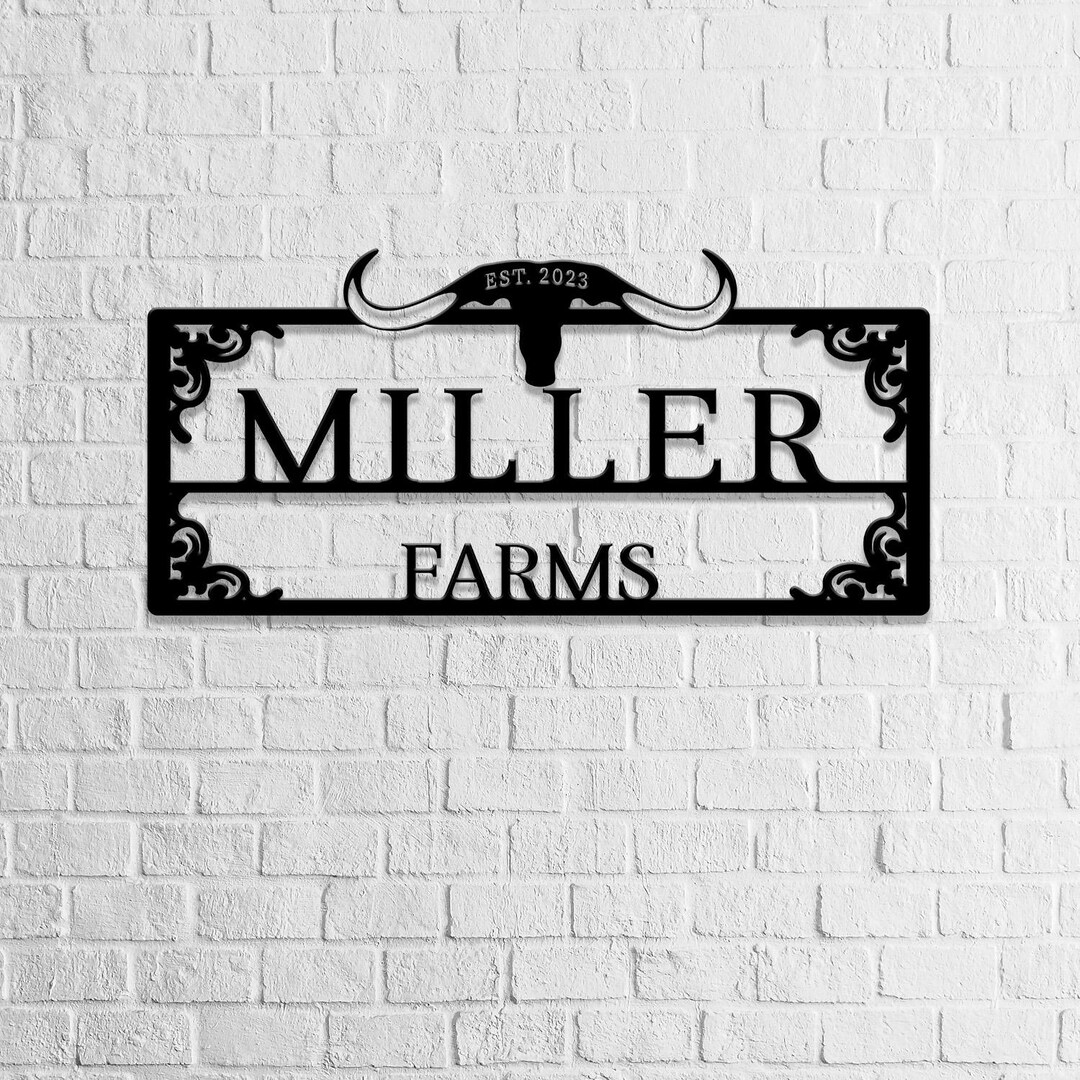 Custom Metal Ranch Sign, Personalized Family Name Barn Sign, Farm Wall ...