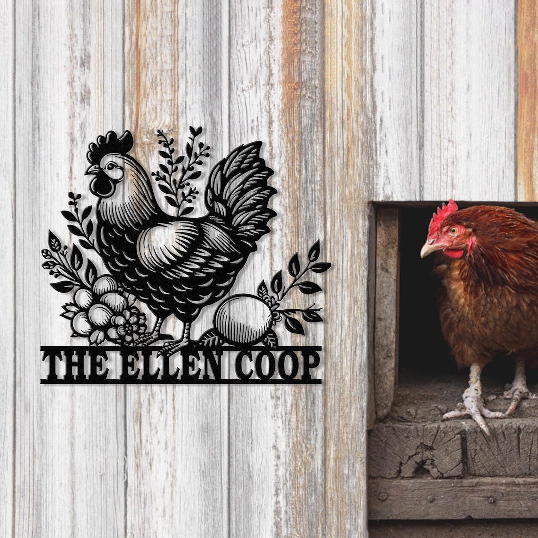 Personalized Floral Chicken Farm Sign With Lights, Hen House Decor ...