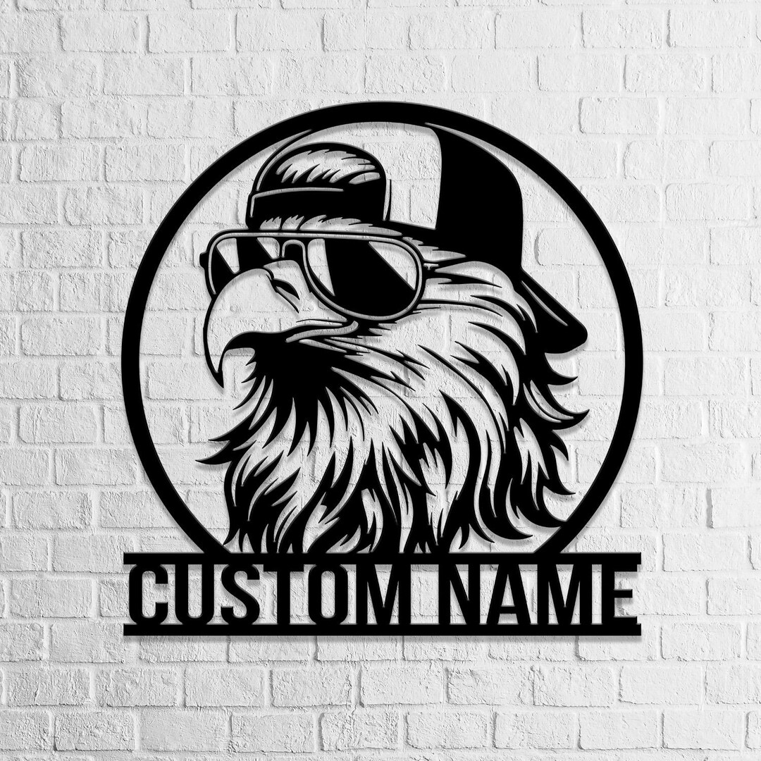 Custom Bald Eagle Mullet Trucker Hat Metal Sign With LED Lights ...