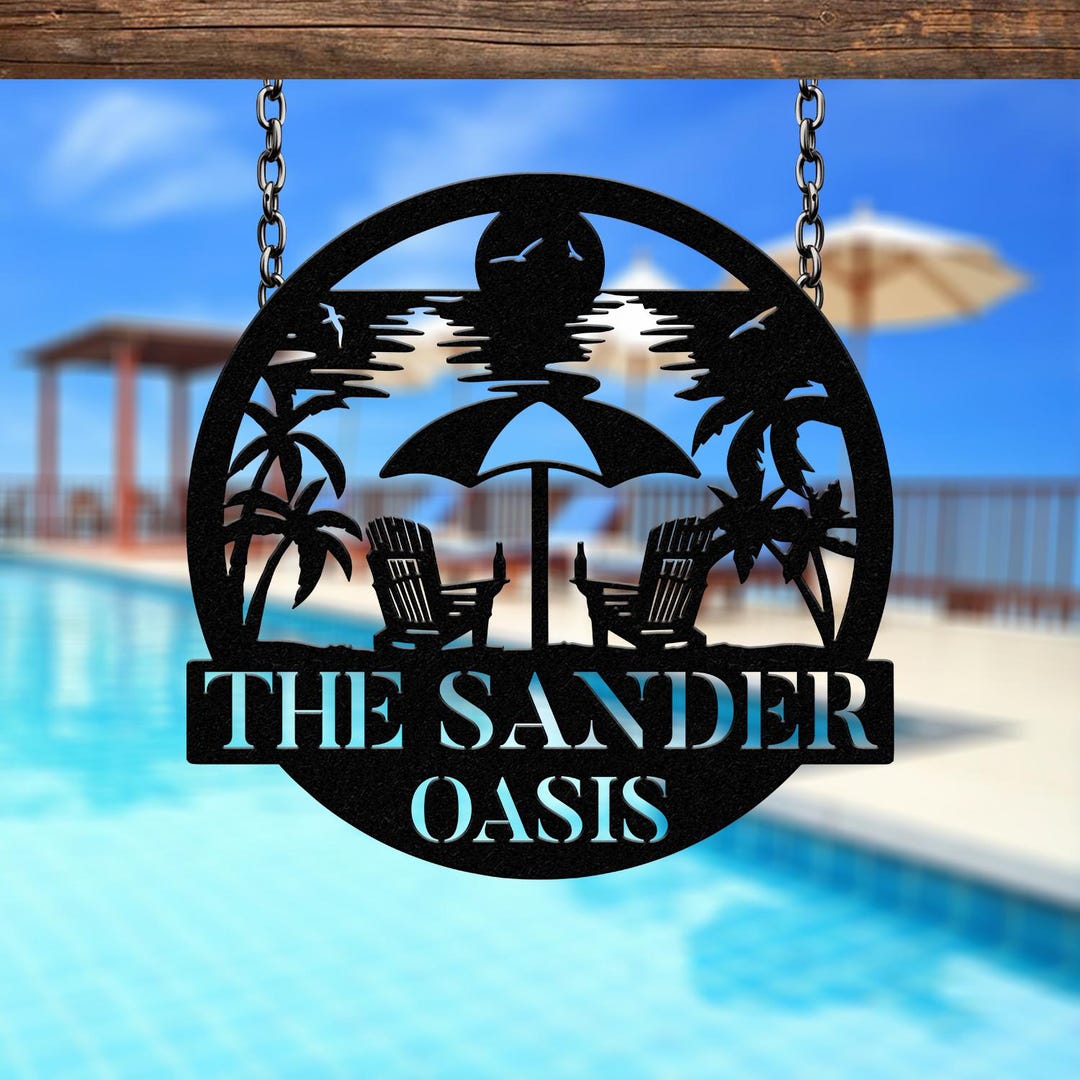 Personalized Family Oasis Sign LED Light, Custom Pool Sign, Backyard ...