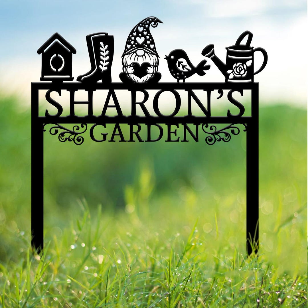 Custom Garden Gnome Yard Stake, Personalized Gnome Metal Art, Gnome ...