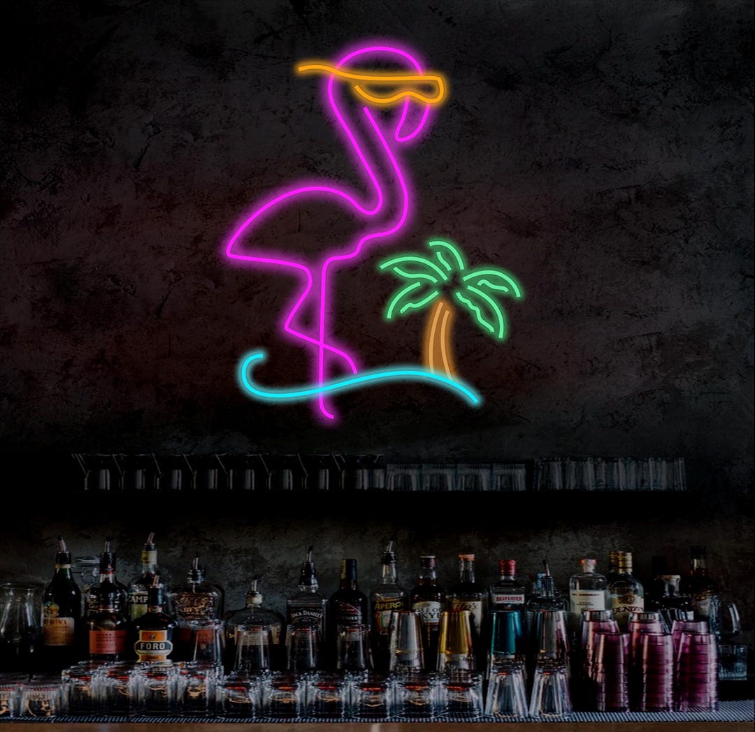 Neon Flamingo Neon Palm Tree Sign Flamingo Neon Sign Flamingo Decor ...