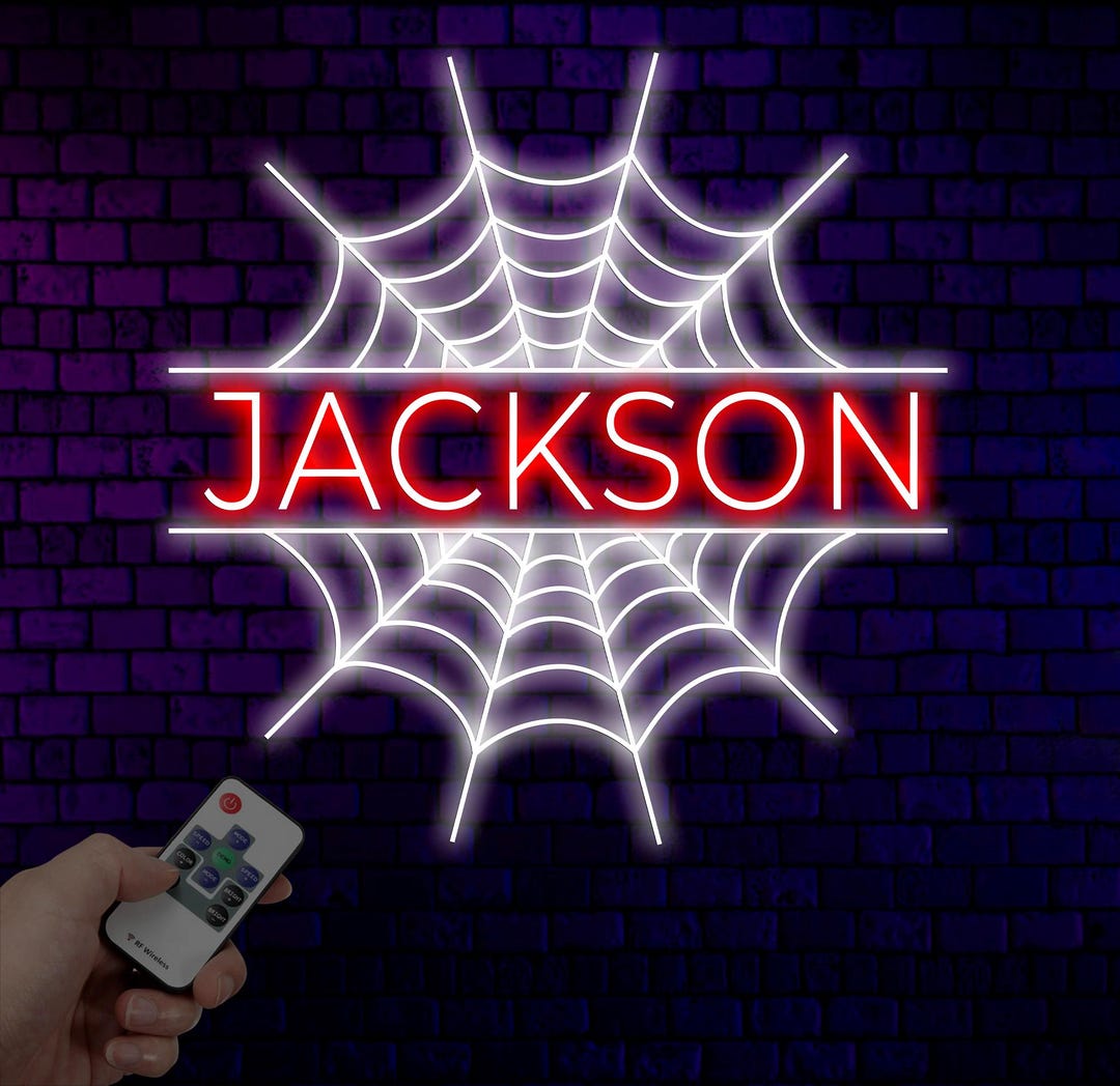 Custom Superhero Spider Name Neon Sign, Personalized Spider Web Name ...