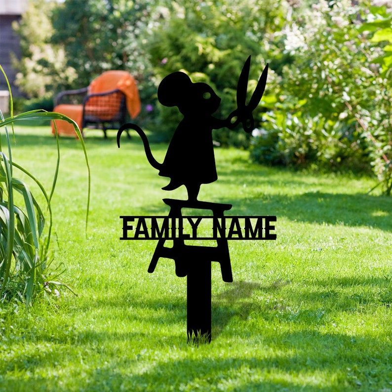 Metal Garden Stake Silhouette, Mouse With Scissors Design Perfect ...