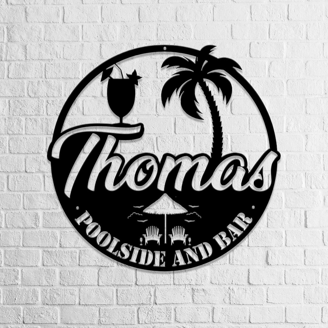Personalized Family Pool & Bar Sign With LED Light, Swimming Pool Metal ...