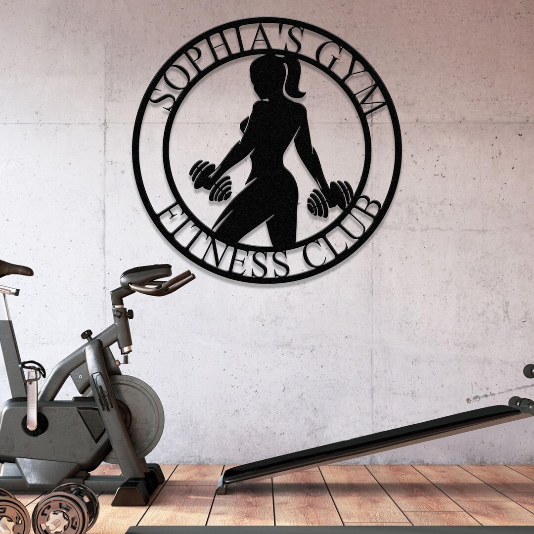 Custom Name Metal Fitness Club Sign With Led Light, Women's Fitness ...