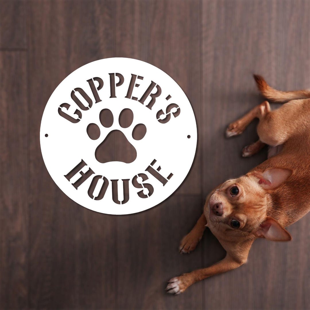 Pet Name Metal Sign, Dog Sign for Wall, Dog House Name, Pet Name Plaque ...