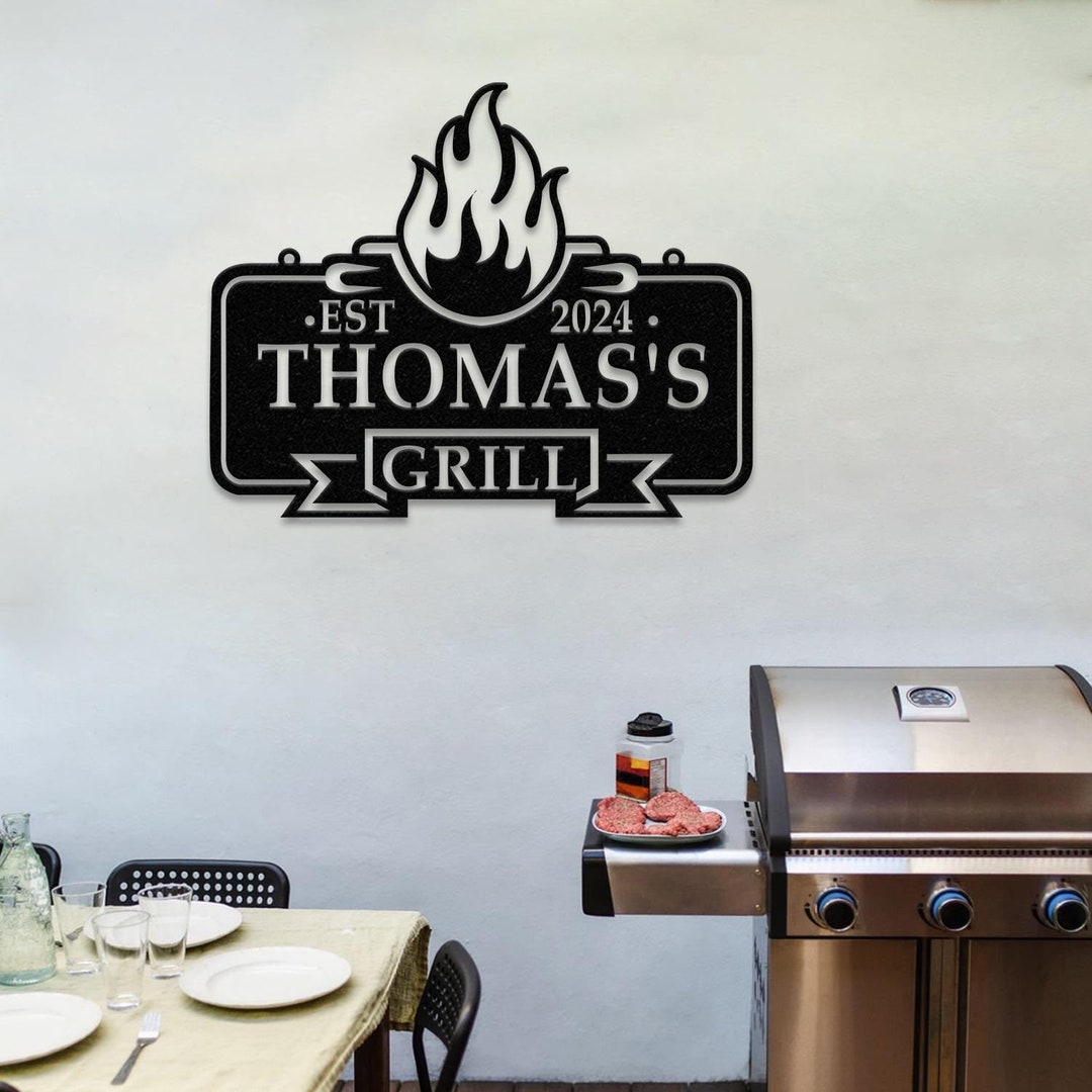 Personalized Metal Barbecue Wall Sign With Led Light, Custom Grill Sign ...