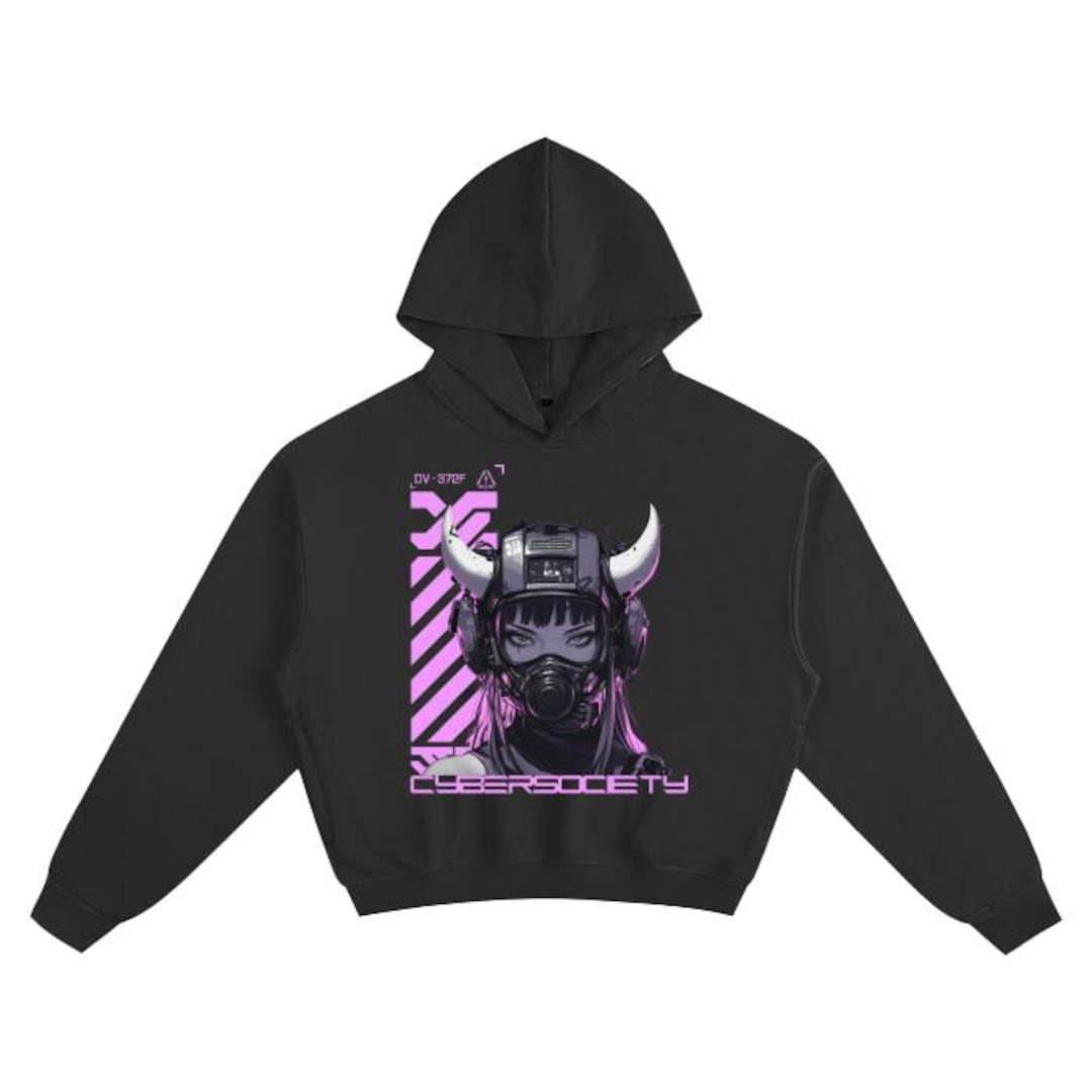 CYBERPUNK NEON V3XX | Boxy Hoodie | Techwear - Etsy