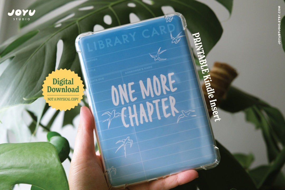 One More Chapter Kindle Insert Printable, Bookworm Blue Sky Birds ...