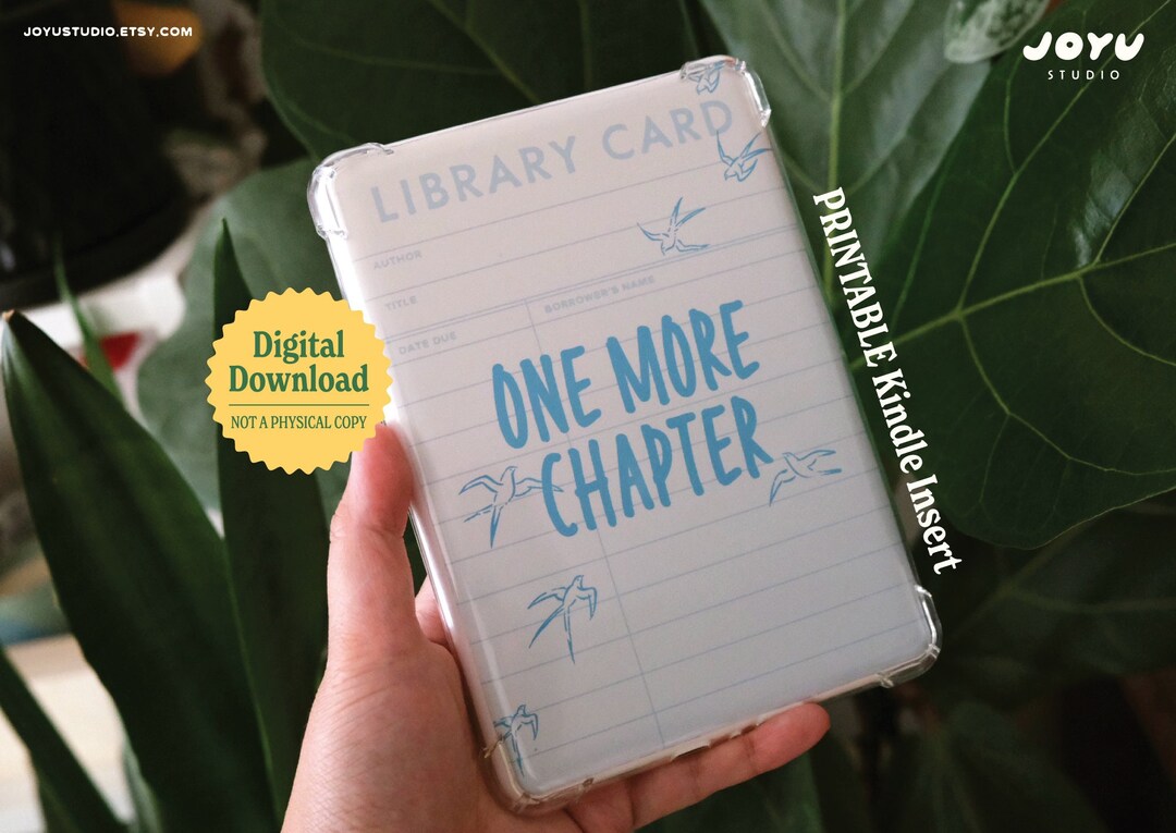 One More Chapter Kindle Insert Printable, Bookworm Birds Insert Kindle ...