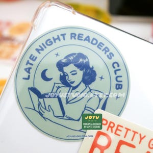 Sticker Late Night Readers Club, Retro Bookish Vinyl Sticker for Kindle ...