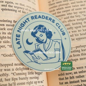 Sticker Late Night Readers Club, Retro Bookish Vinyl Sticker for Kindle ...