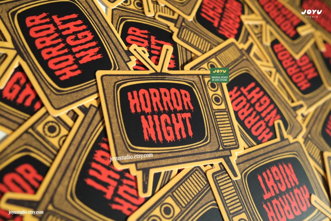 Horror Movie Sticker, Retro TV Scary Night Decal, 80s Horror Film ...