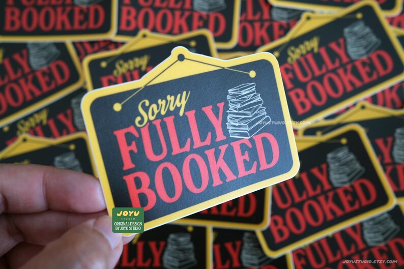 Fully Booked Sign Sticker, 80s Retro Sign Bookish Sticker for Kindle ...