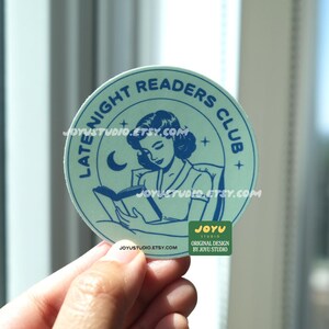 Sticker Late Night Readers Club, Retro Bookish Vinyl Sticker for Kindle ...