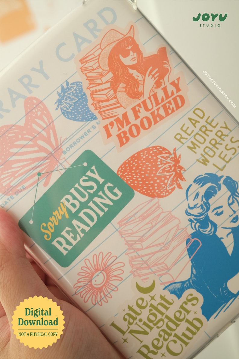 Retro Bookish Kindle Insert Printable, I'm Fully Booked Cute Funky ...