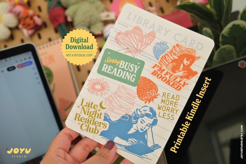 Retro Bookish Kindle Insert Printable, I'm Fully Booked Cute Funky ...