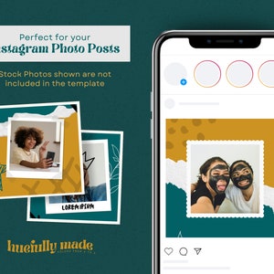 Instagram Puzzle Post Template in Canva - Blue Green Mustard Yellow ...