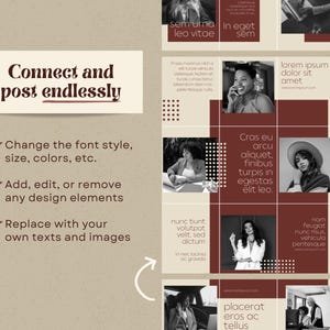 Instagram Puzzle Post Template in Canva - Minimalist Ash Gray Beige Red ...
