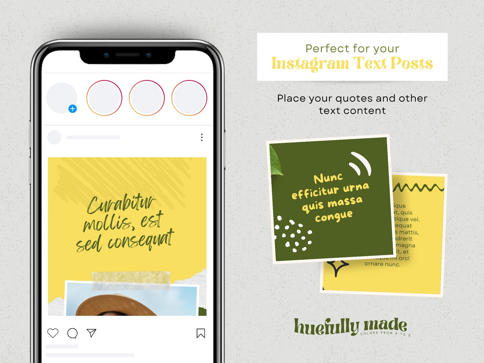 Instagram Puzzle Post Template in Canva - Yellow Green Paper Scrapbook ...