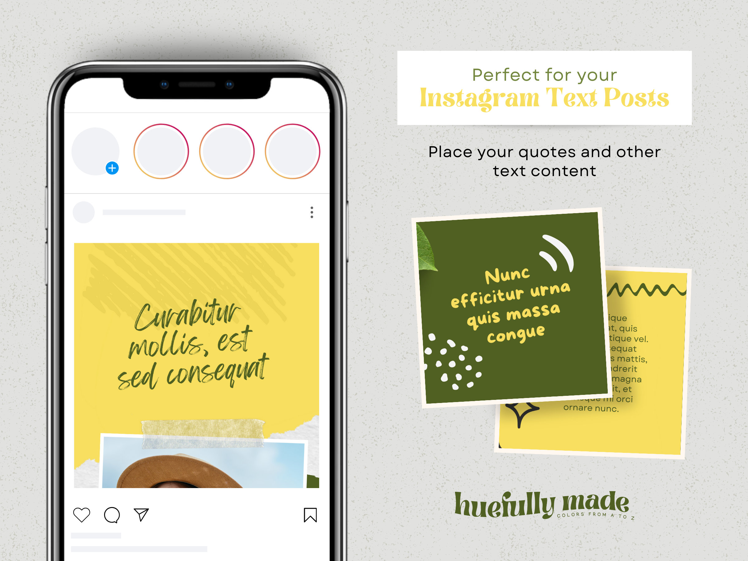 Instagram Puzzle Post Template in Canva - Yellow Green Paper Scrapbook ...