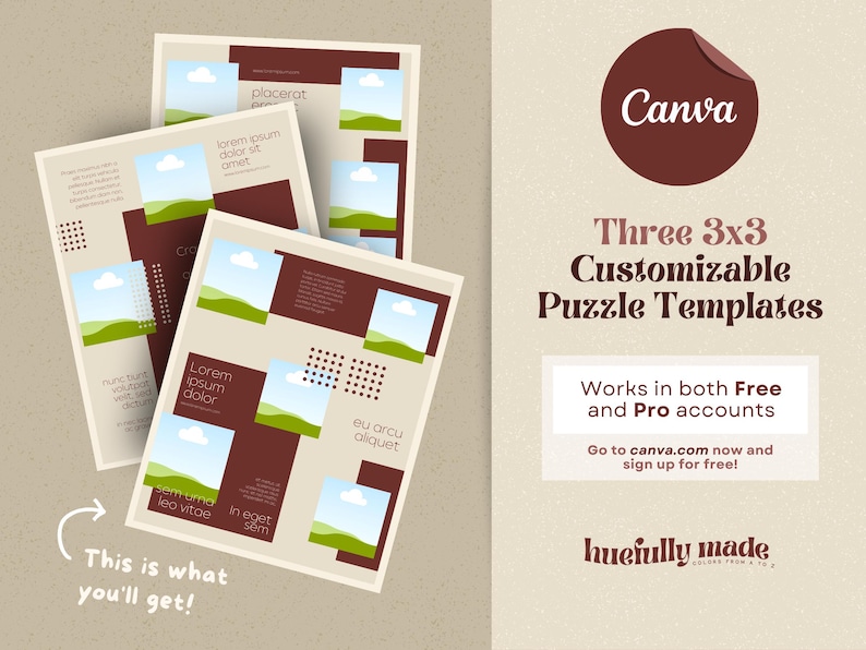 Instagram Puzzle Post Template in Canva - Minimalist Ash Gray Beige Red ...