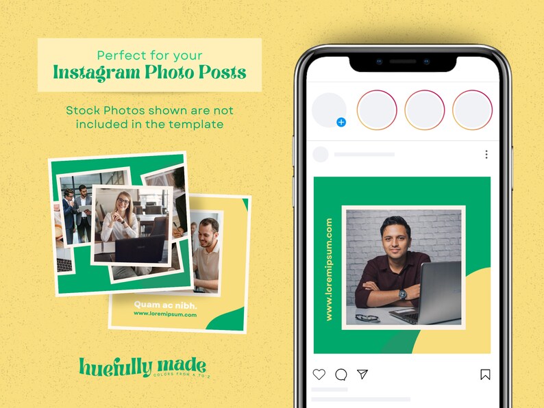 Instagram Puzzle Post Template in Canva - Minimalist Yellow Green Grid ...
