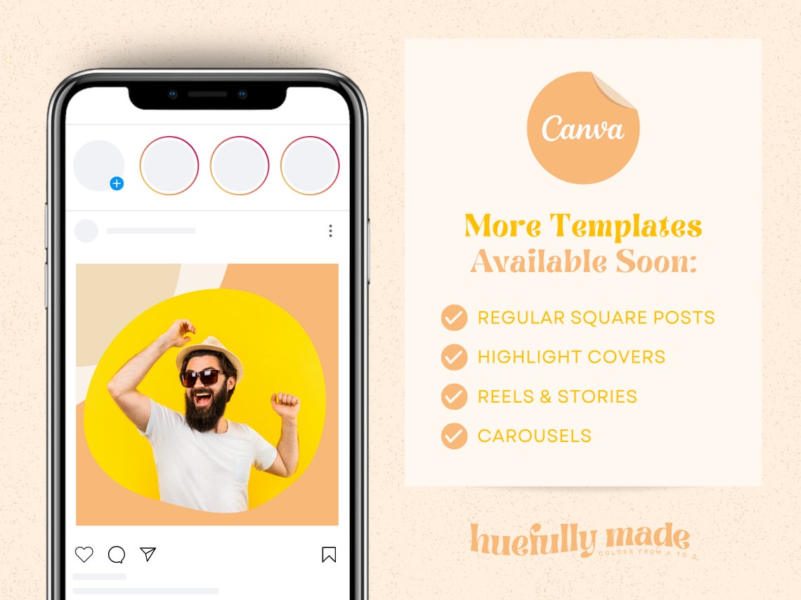 Instagram Puzzle Post Template in Canva - Yellow Beige Peach Grid ...