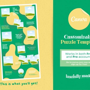 Instagram Puzzle Post Template in Canva - Minimalist Yellow Green Grid ...
