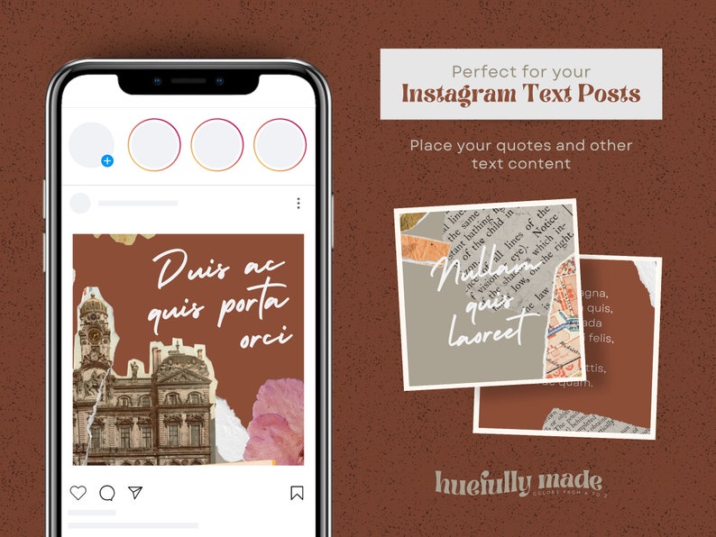 Instagram Puzzle Post Template in Canva - Brown Grey Paper Scrapbook ...