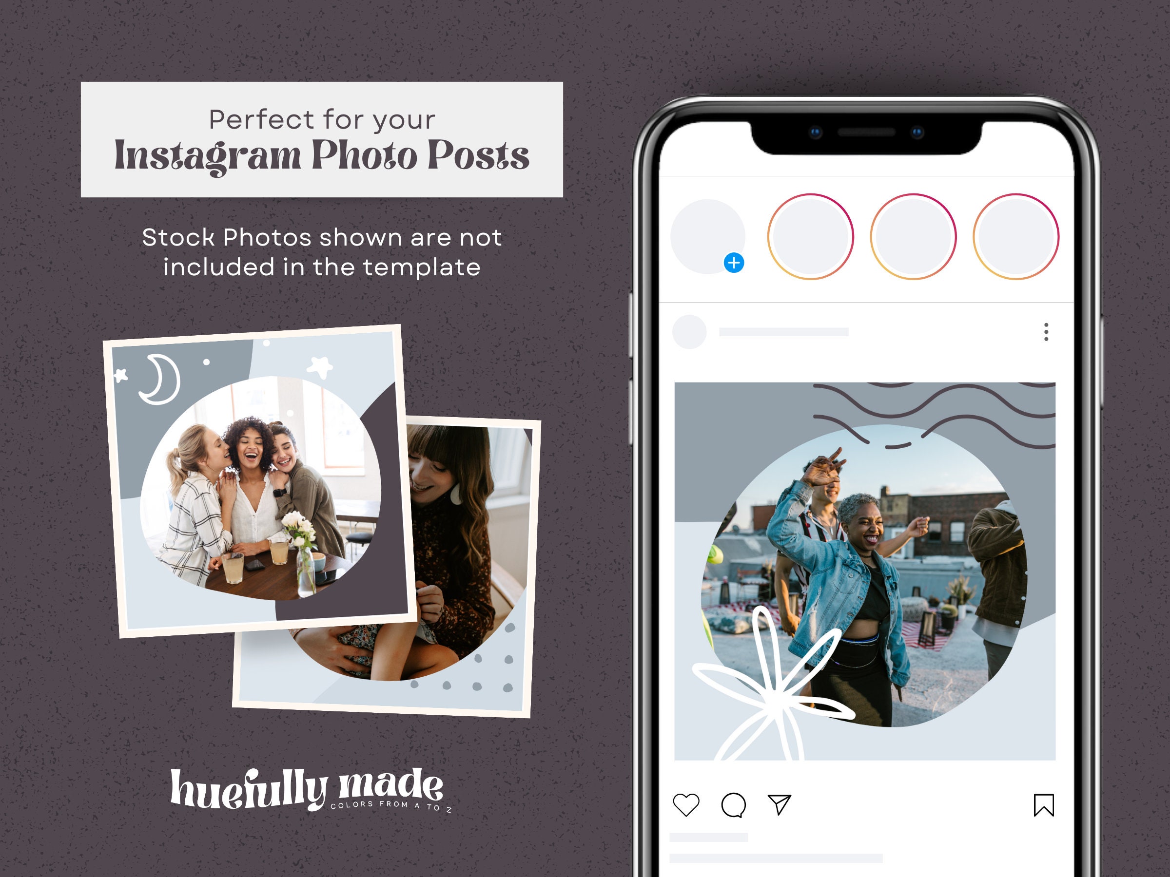 Instagram Puzzle Post Template in Canva - Black White Gray Doodle ...