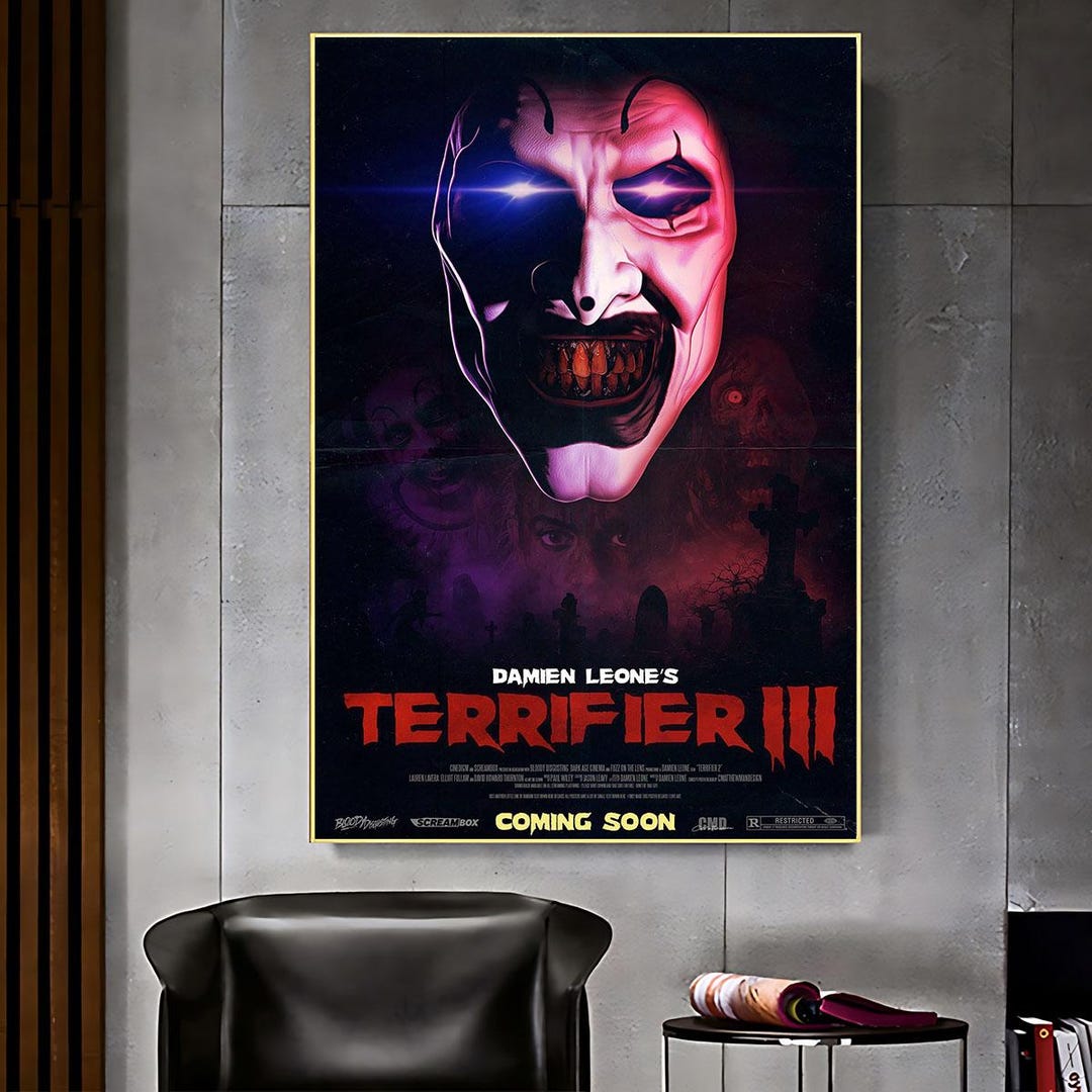 Terrifier 3 Movie Poster High Quality Canvas Art Printing Classic and ...
