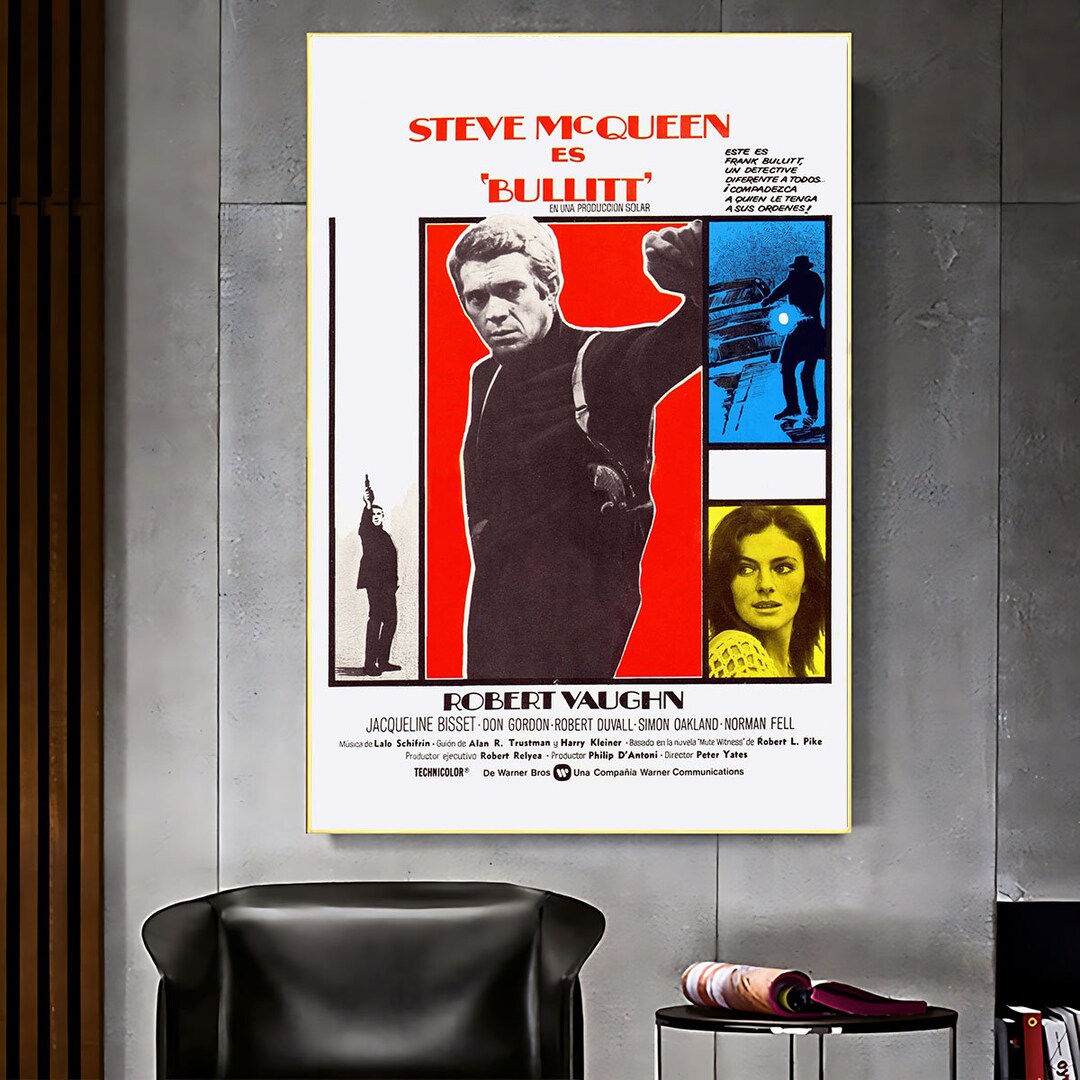 Bullitt Movie Poster - High Quality Canvas Art Printing - Classic and ...