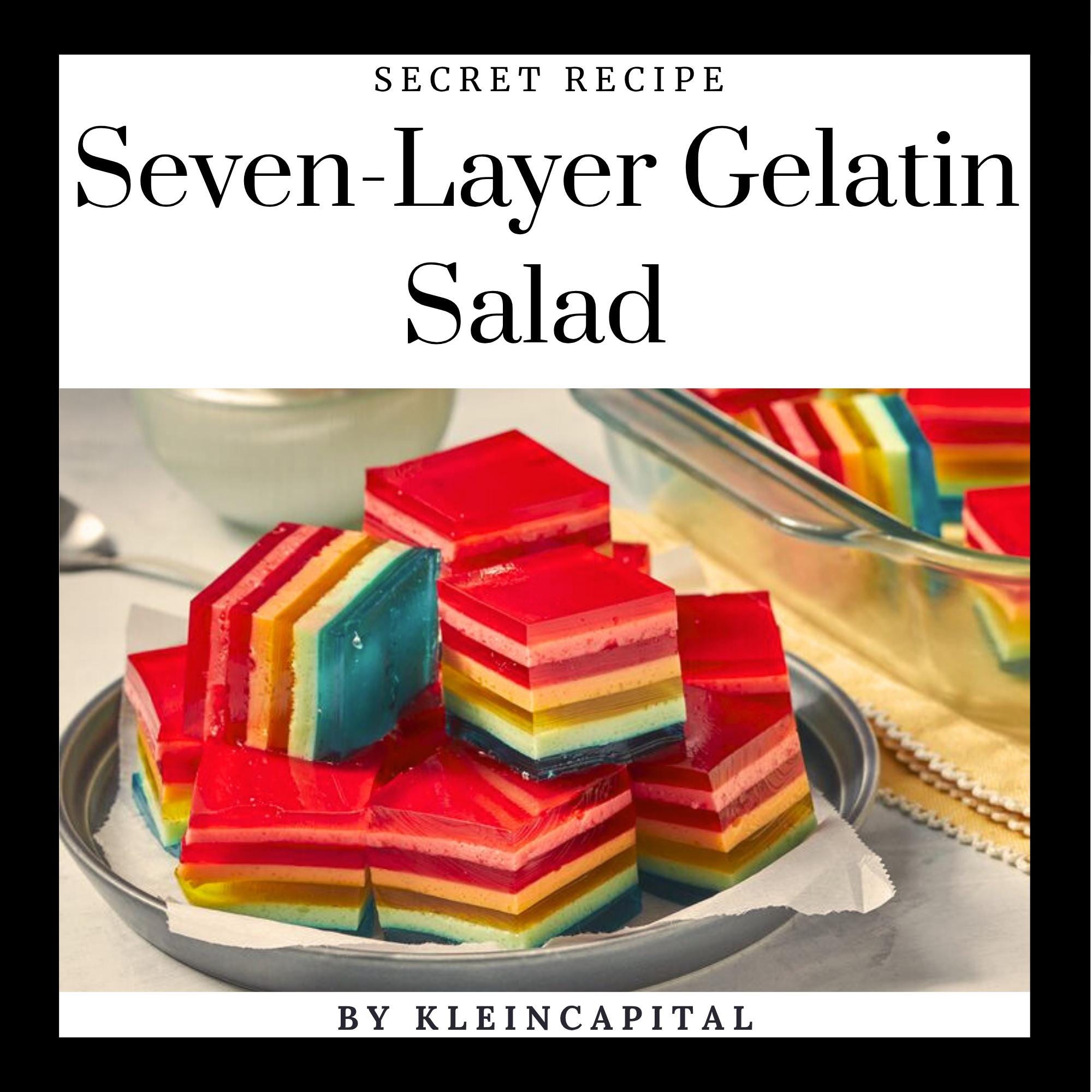 Retro Seven-layer Gelatin Salad Recipe: Vintage Jello Mold (digital ...